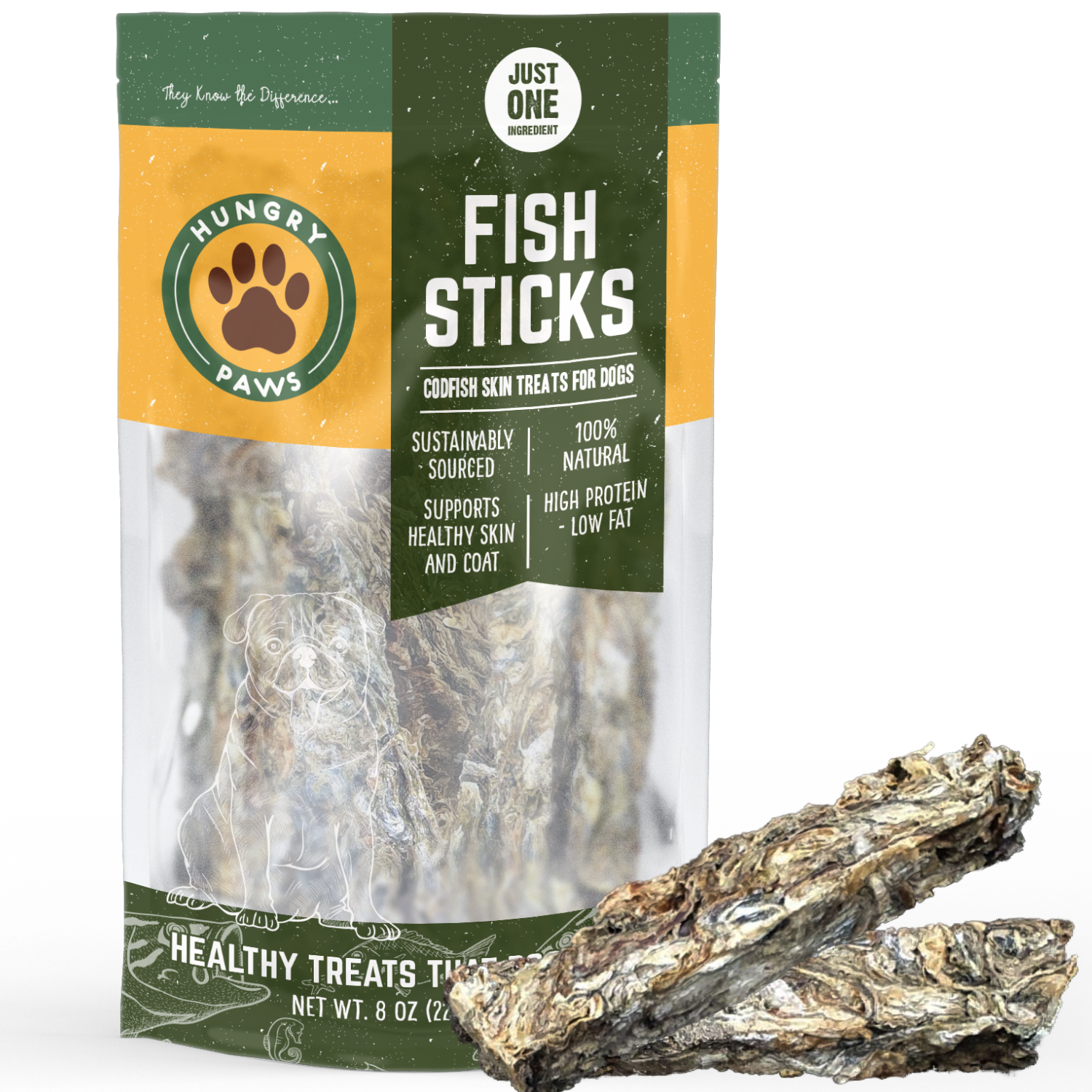 Cod Skin Sticks for Dogs - 8 oz – Hungry Paws